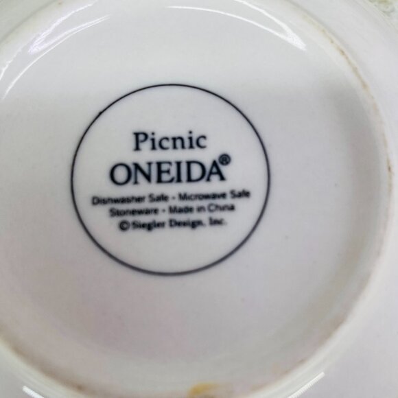 Oneida | Dining | Oneida Picnic All White Embossed Rim Stoneware Round ...